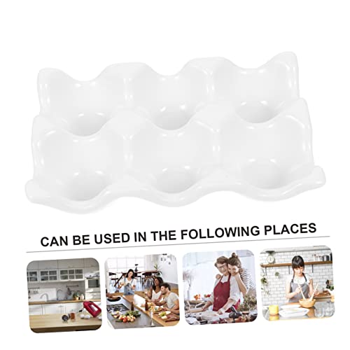 Cabilock 1 Pc ceramic egg tray egg filler flats kitchen egg storage flats fridge egg holder quail egg cartons egg crates egg dispenser egg carrier egg flats mustard ceramics white non-slip