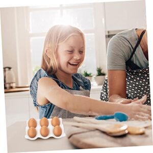 Cabilock 1 Pc ceramic egg tray egg filler flats kitchen egg storage flats fridge egg holder quail egg cartons egg crates egg dispenser egg carrier egg flats mustard ceramics white non-slip