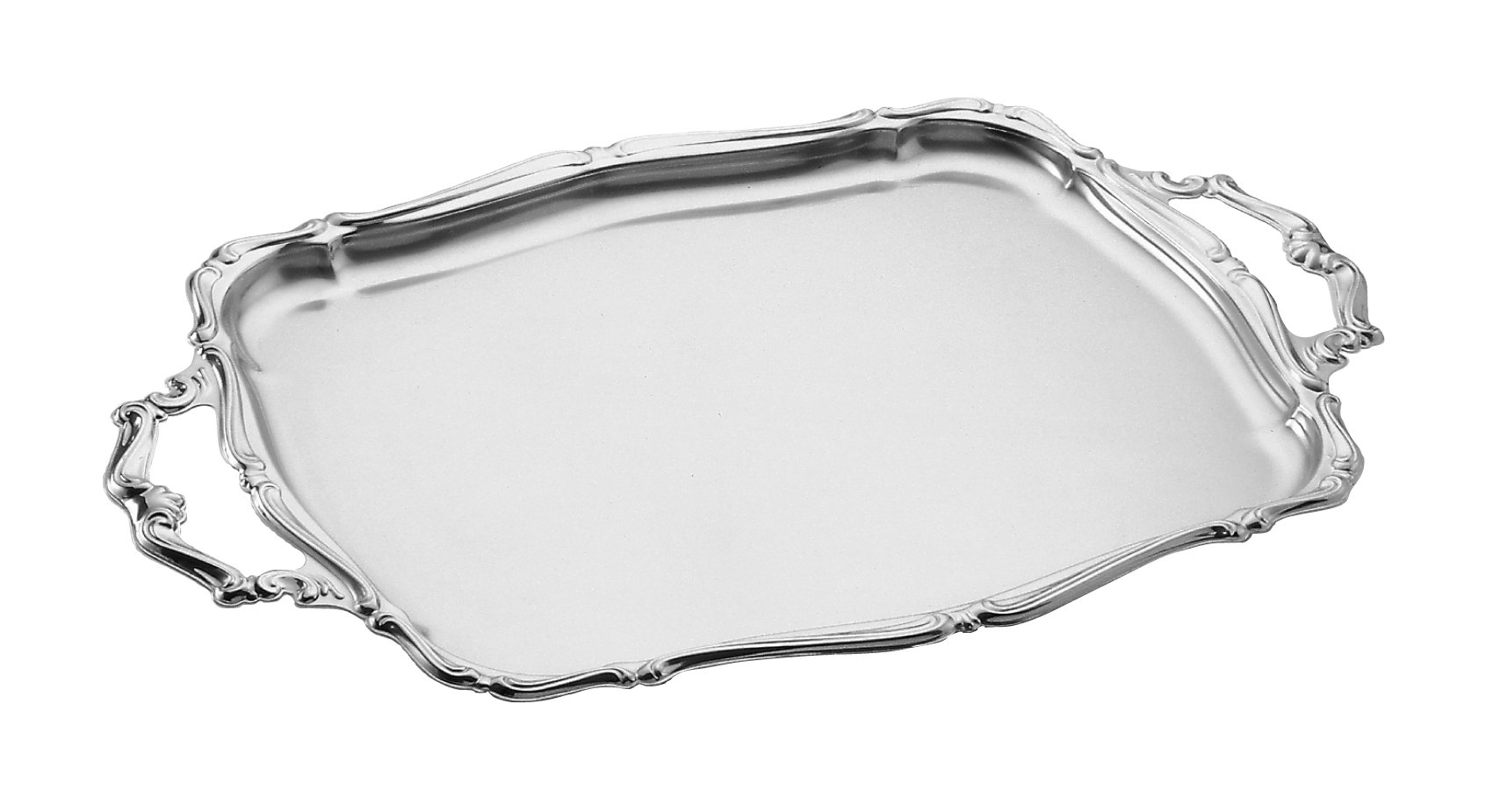 Motta Stainless Steel Rectangular Tray with Handles, 17.1 by 10.6-Inch, Barocco