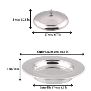 Mayur Exports Communion Ware Holy Wine Serving Tray with A Lid & A Stacking Bread Plate with A Lid + 40 Cups - Stainless Steel (Mirror/Silver)