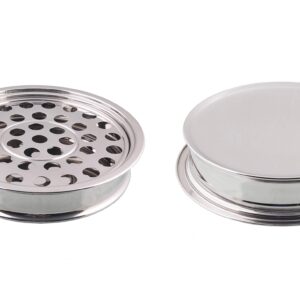 Mayur Exports Communion Ware Holy Wine Serving Tray with A Lid & A Stacking Bread Plate with A Lid + 40 Cups - Stainless Steel (Mirror/Silver)