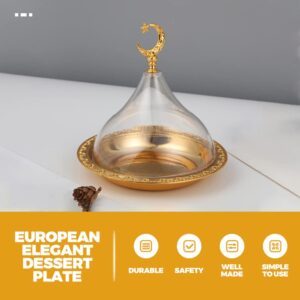 iplusmile Eid Round Zinc Alloy Serving Tray, 17x15cm, Golden