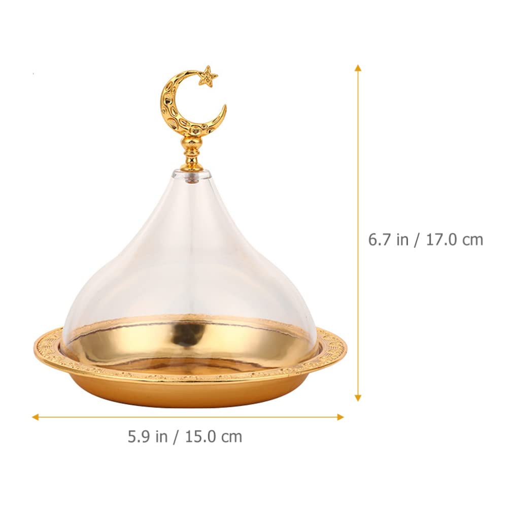 iplusmile Eid Round Zinc Alloy Serving Tray, 17x15cm, Golden