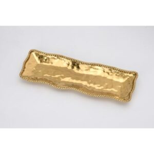 pampa bay titanium-plated porcelain rectangular serving piece, 19 x 6.5 inch, gold tone, oven, freezer, dishwasher safe