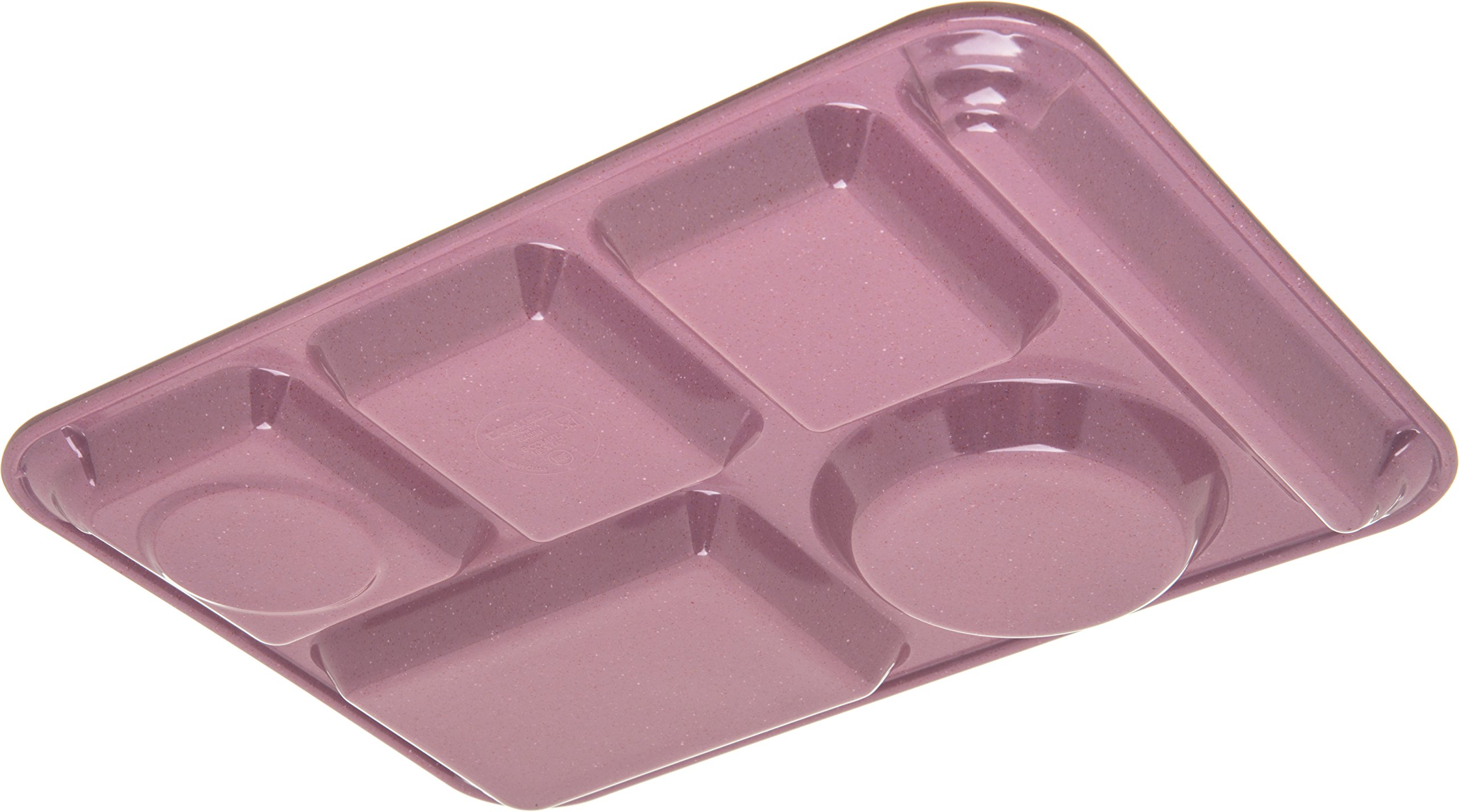 Carlisle FoodService Products Plastic Meal Tray, Left-Handed, 14 x 10 Inches, Melamine, 12-Pack, Rose Granite