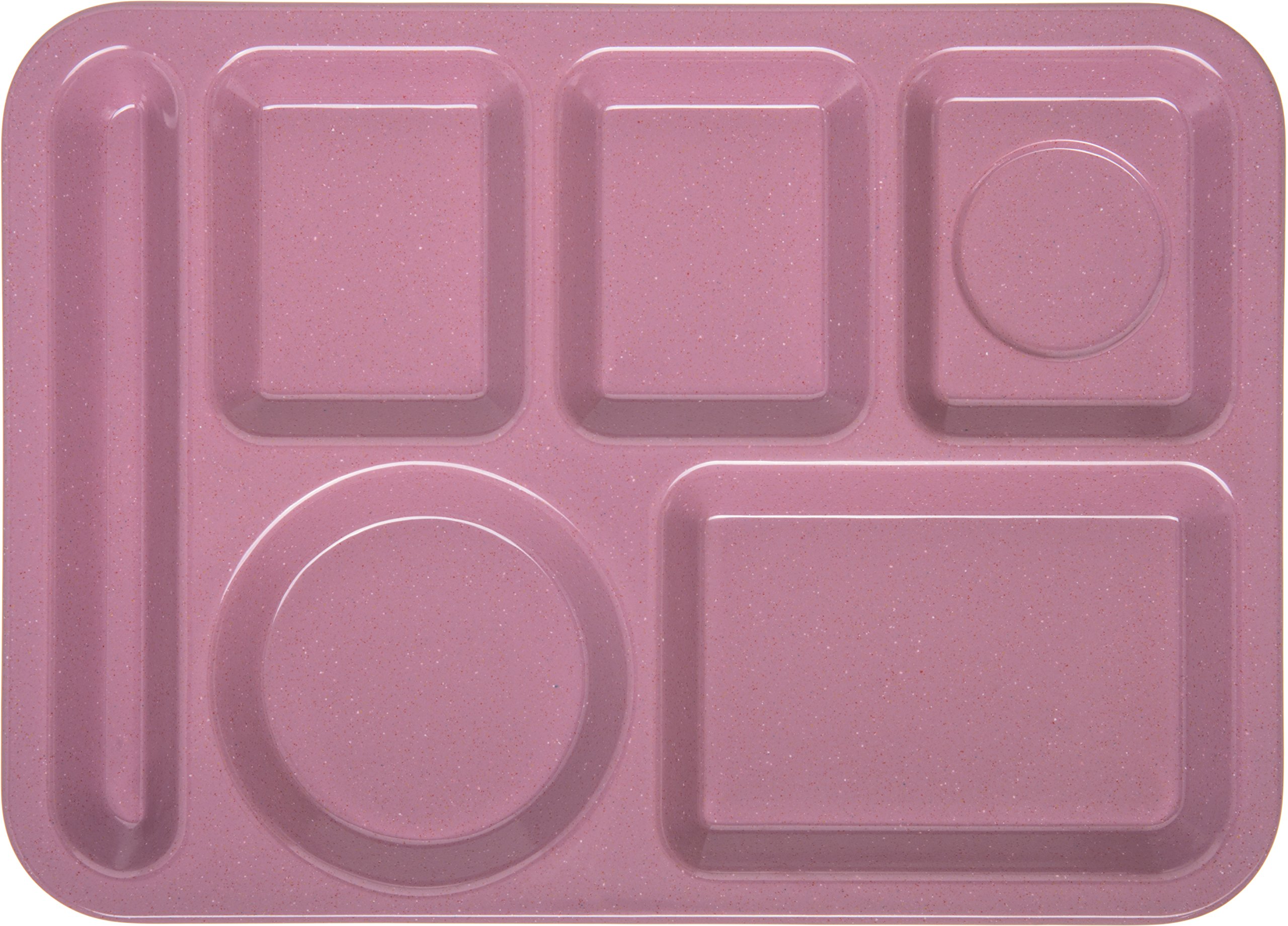 Carlisle FoodService Products Plastic Meal Tray, Left-Handed, 14 x 10 Inches, Melamine, 12-Pack, Rose Granite