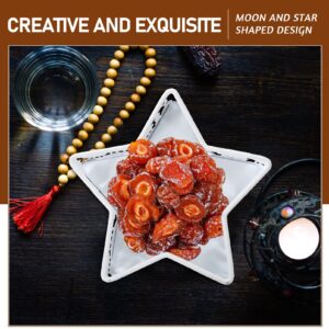 MAGICLULU Eid Ramadan Food Tray Iron Moon Star Shape Serving Plate Candy Dessert Food Storage Container Eid Decoration Ramadan Party Favor