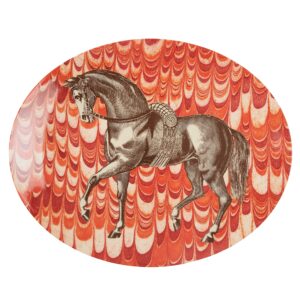 thomas paul melamine equus oval platter serving tray, 11.75" x 14.5", multi