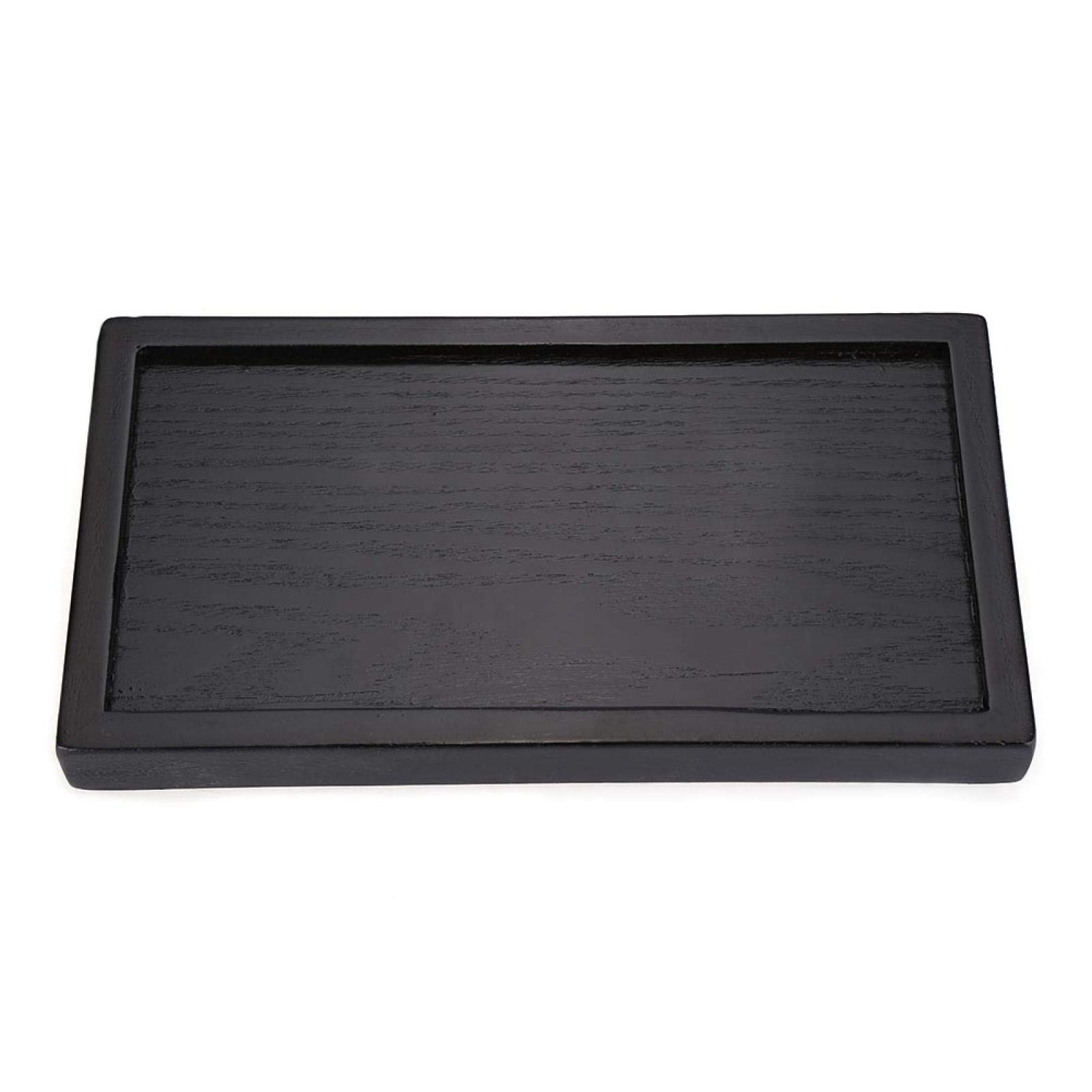 Tea Tray Rectangle Shape Solid Wood Versatile Tea Coffee Snack Food Meals Serving Tray Plate Restaurant Trays Black(22 * 12 * 2cm)