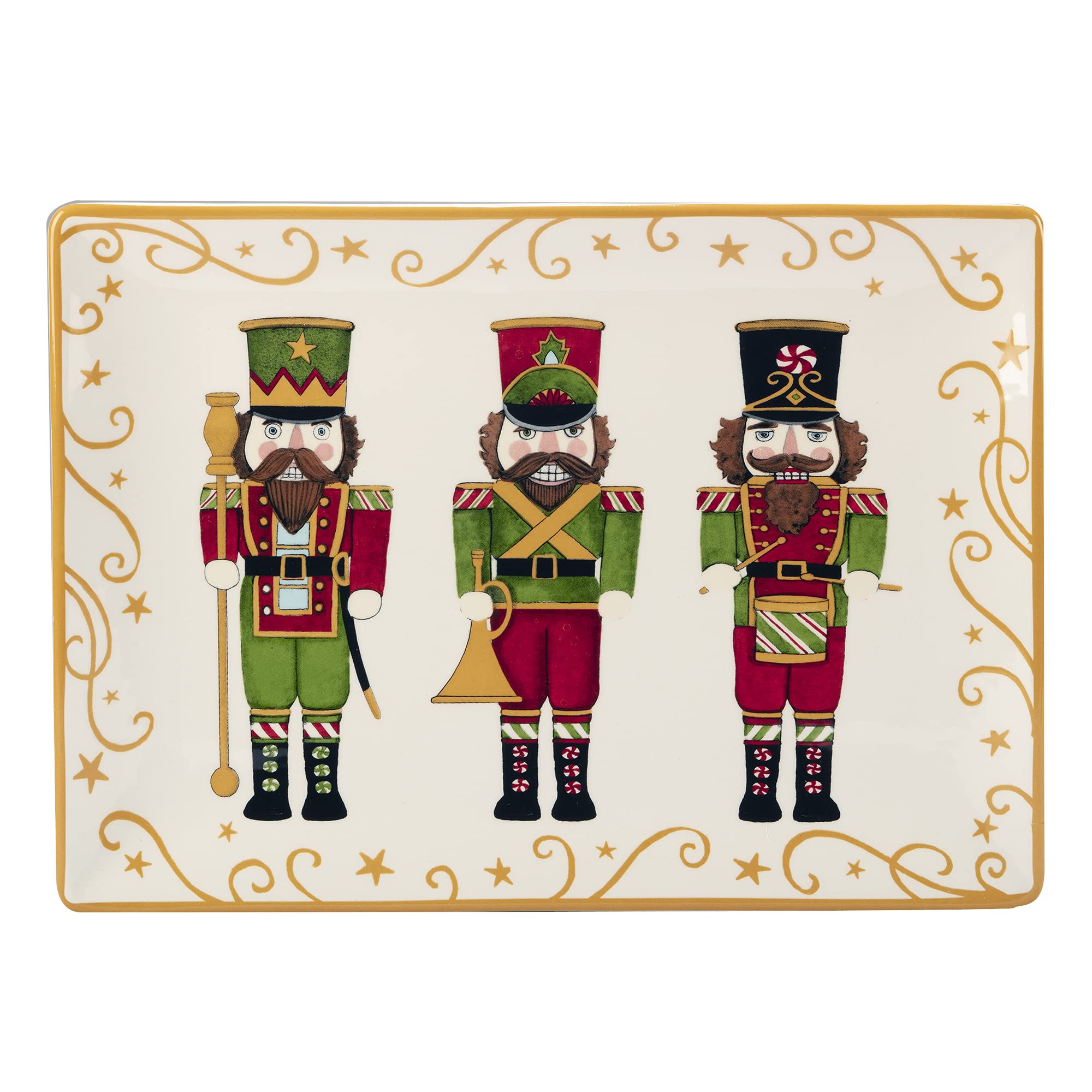 Certified International Holiday Magic Nutcracker Rectangular Serving Platter, 14" X 10", Multicolor, Large