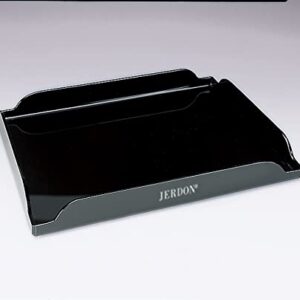 Jerdon Black Coffee Maker Tray - 8" by 10" Plastic Tray for Countertop Organization - Raised Edges Designed to Hold Spilled Liquid & Containers - Great for Kitchens or Bathroom Vanity - CMT10B