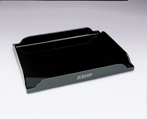 Jerdon Black Coffee Maker Tray - 8" by 10" Plastic Tray for Countertop Organization - Raised Edges Designed to Hold Spilled Liquid & Containers - Great for Kitchens or Bathroom Vanity - CMT10B