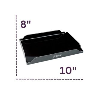 Jerdon Black Coffee Maker Tray - 8" by 10" Plastic Tray for Countertop Organization - Raised Edges Designed to Hold Spilled Liquid & Containers - Great for Kitchens or Bathroom Vanity - CMT10B