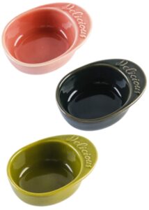 yaocoral 3 pack 3 oz mini ceramic dipping sauce bowls,soy sauce dish,small dipping bowls for soy,side dish,ketchup,sushi,bbq,condiment,hats shape,stackable,freezer microwave safe