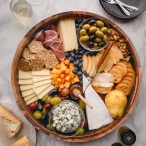 Full Solid Round Decorative Serving Tray | Farmhouse Style Acacia Wood Trays for Ottoman Coffee Table Bath Counter Organizer Tray | Kitchen Tray Platter Living Room Candle Decor | for All Occasion