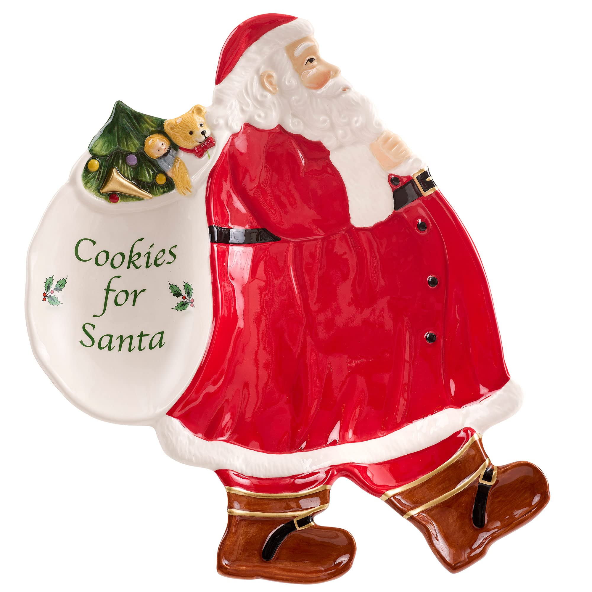 Spode Christmas Tree Collection Figural Cookies for Santa Platter | 12 Inch Serving Plate for Cookies, Desserts and Christmas Treats | Made of Dolomite | Perfect Holiday Gift and Christmas Home Décor