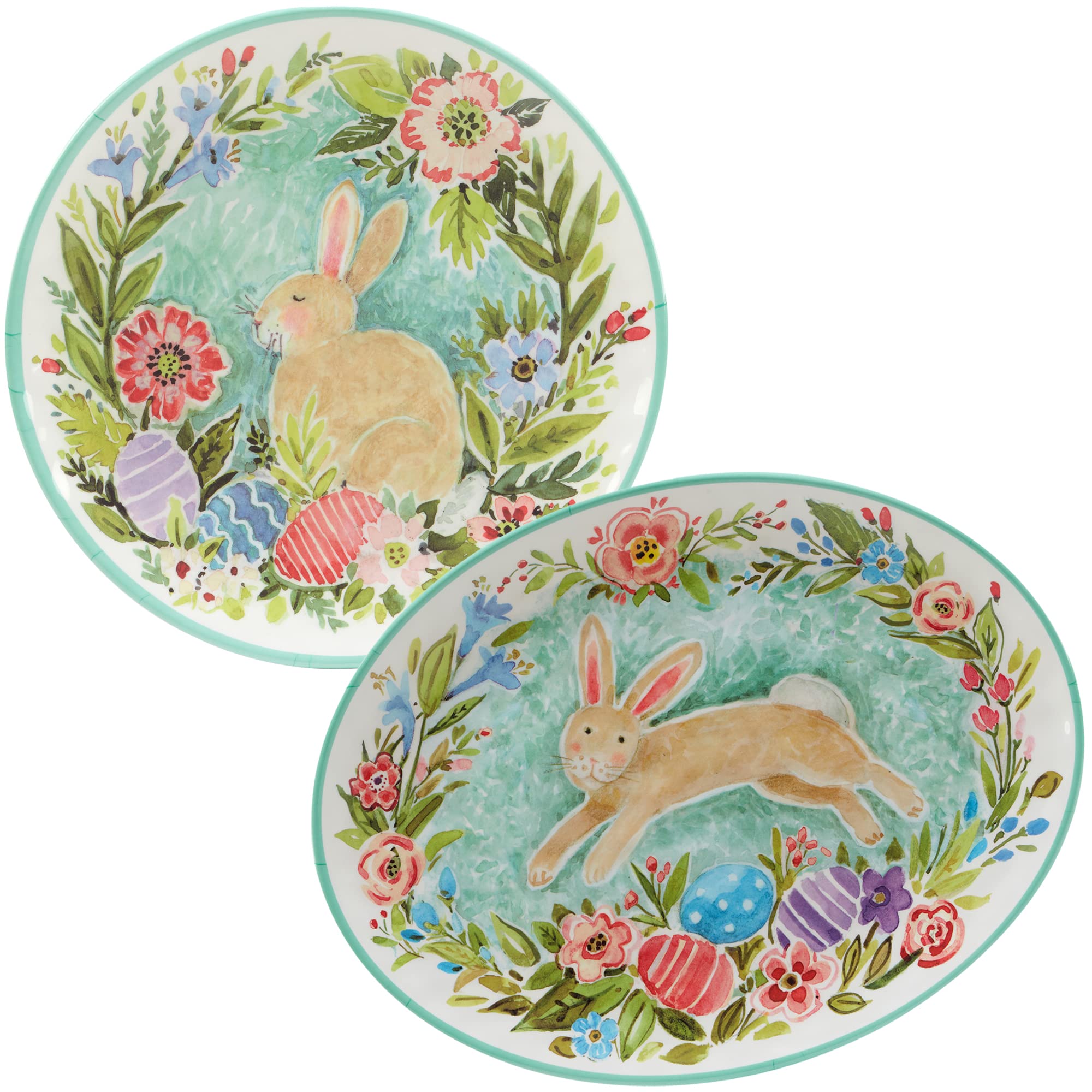 Certified International Joy of Easter Melamine 2 Piece Platter Set, Multicolor, Large