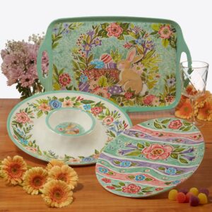 Certified International Joy of Easter Melamine 2 Piece Platter Set, Multicolor, Large