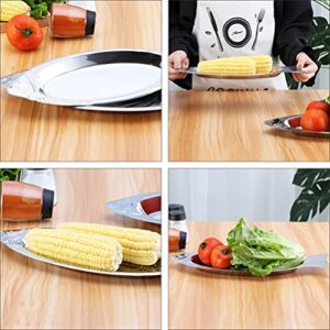 DOITOOL Meat Cutting Board 1Pcs Stainless Steel, Metal Oval Fish Serving Platter, Unique Design Serving Tray for Fish, Sushi, Fruit or Cheese, 34cm Fish Shaped Plate