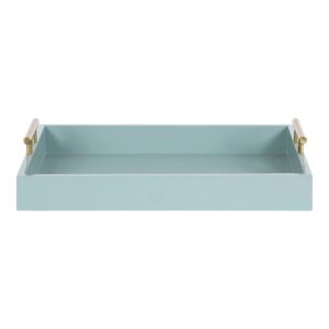 Kate and Laurel Lipton Decorative Modern Rectangular Tray, 17 x 12, Spa Blue and Gold, Chic Serving Tray for Storage, Organization, and Display