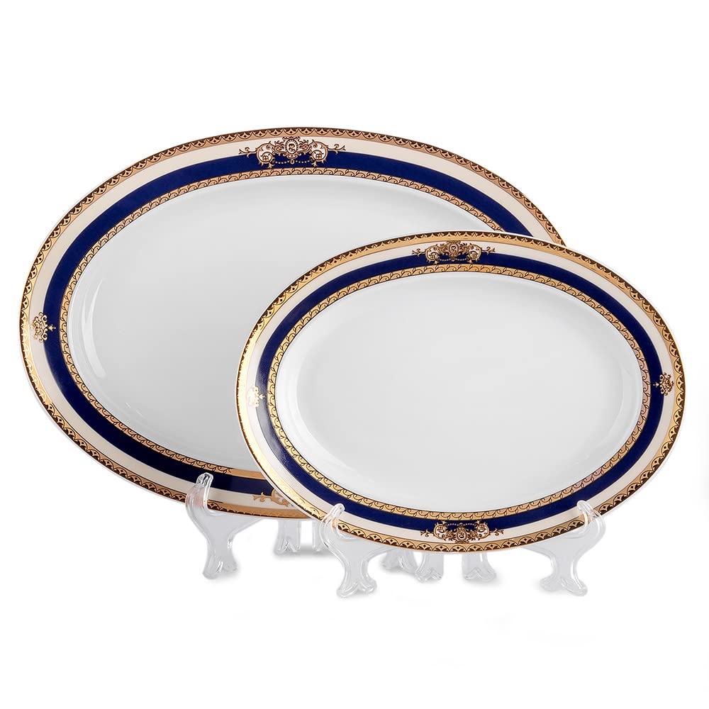 THUN Porcelain Dish Marie Antoinette Porcelain Serving Oval Dish for Fish Porcelain Dinner Platter for Appetizers Oval Serving Plate (9.45" (24 cm))