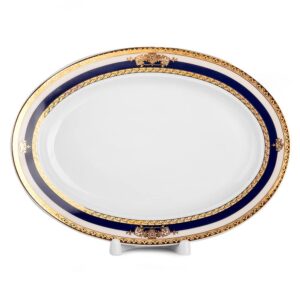 THUN Porcelain Dish Marie Antoinette Porcelain Serving Oval Dish for Fish Porcelain Dinner Platter for Appetizers Oval Serving Plate (9.45" (24 cm))