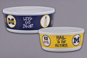 magnolia lane michigan container, set of 2, melamine, go blue, to the victors, 21768