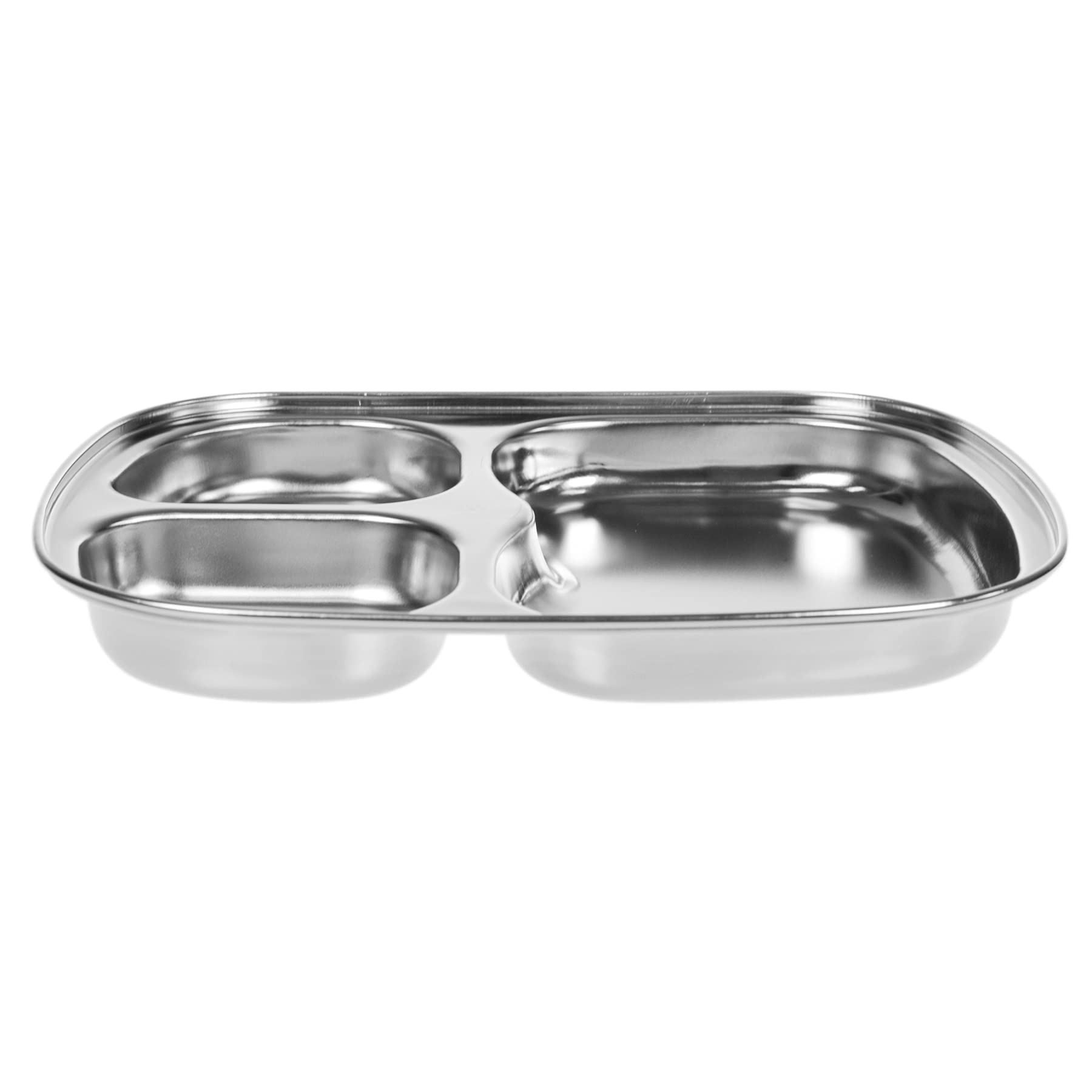 Stainless Steel Divided Plates Tray, 3 Section, Small Size Compact Serving Platter Snack Treat (3, 3 Section)