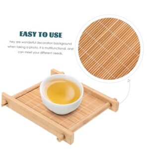 BESTOYARD 2pcs Bamboo Mat Coffee Serving Tray Decorative Coaster Bamboo Tea Serving Tray Decorative Serving Tray Anti Embellishments for Crafting Bamboo Cup Pad Office Breakfast Plate Wooden