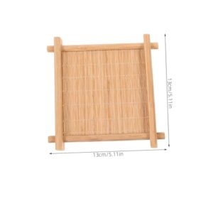 BESTOYARD 2pcs Bamboo Mat Coffee Serving Tray Decorative Coaster Bamboo Tea Serving Tray Decorative Serving Tray Anti Embellishments for Crafting Bamboo Cup Pad Office Breakfast Plate Wooden