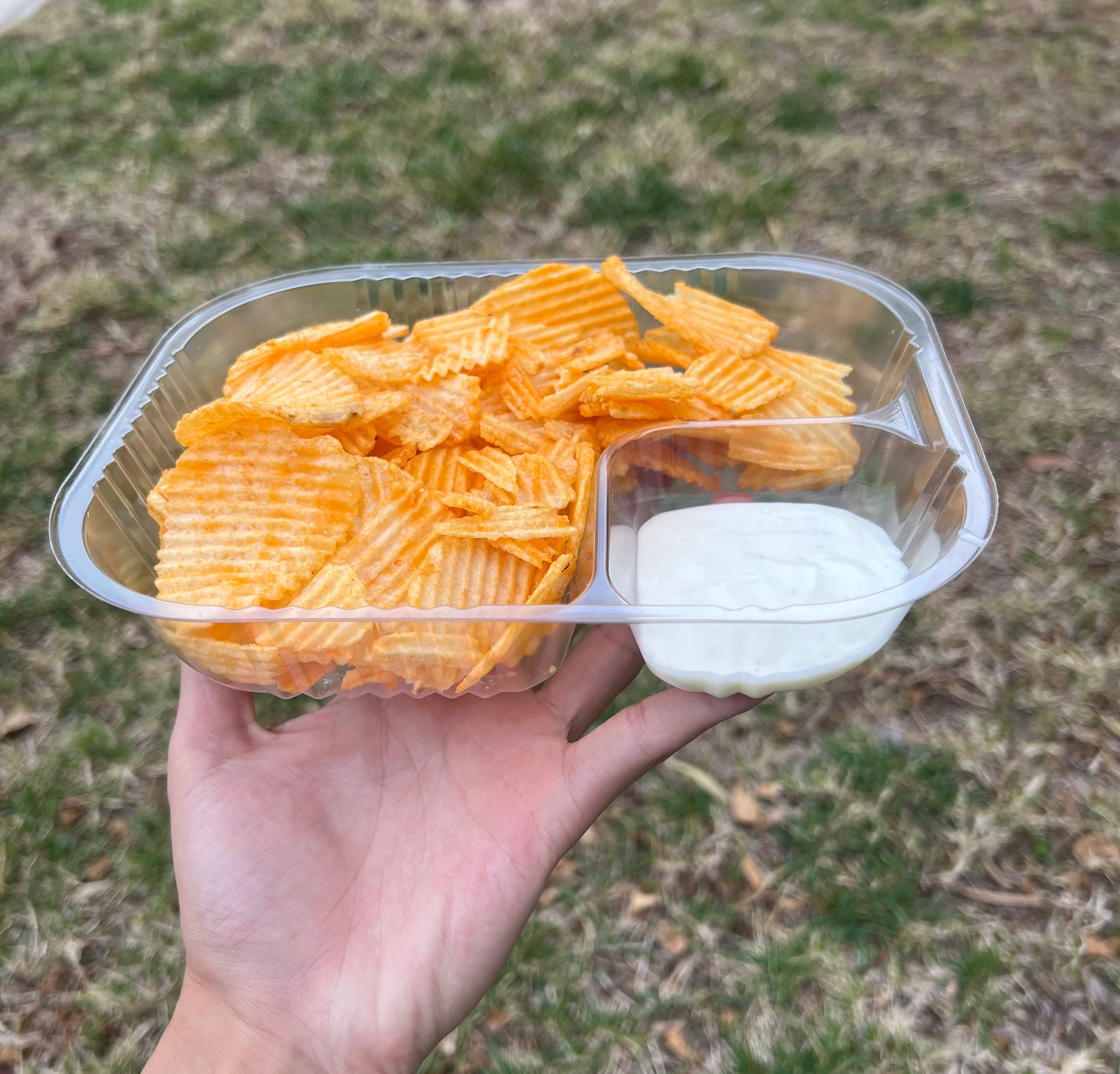 通用 6" x5"x 1 1/2" Inch Disposable Clear 2 Compartment Plastic Nacho Tray For Chips Cheese Sauce And Other Dips Sauce 50-Pack