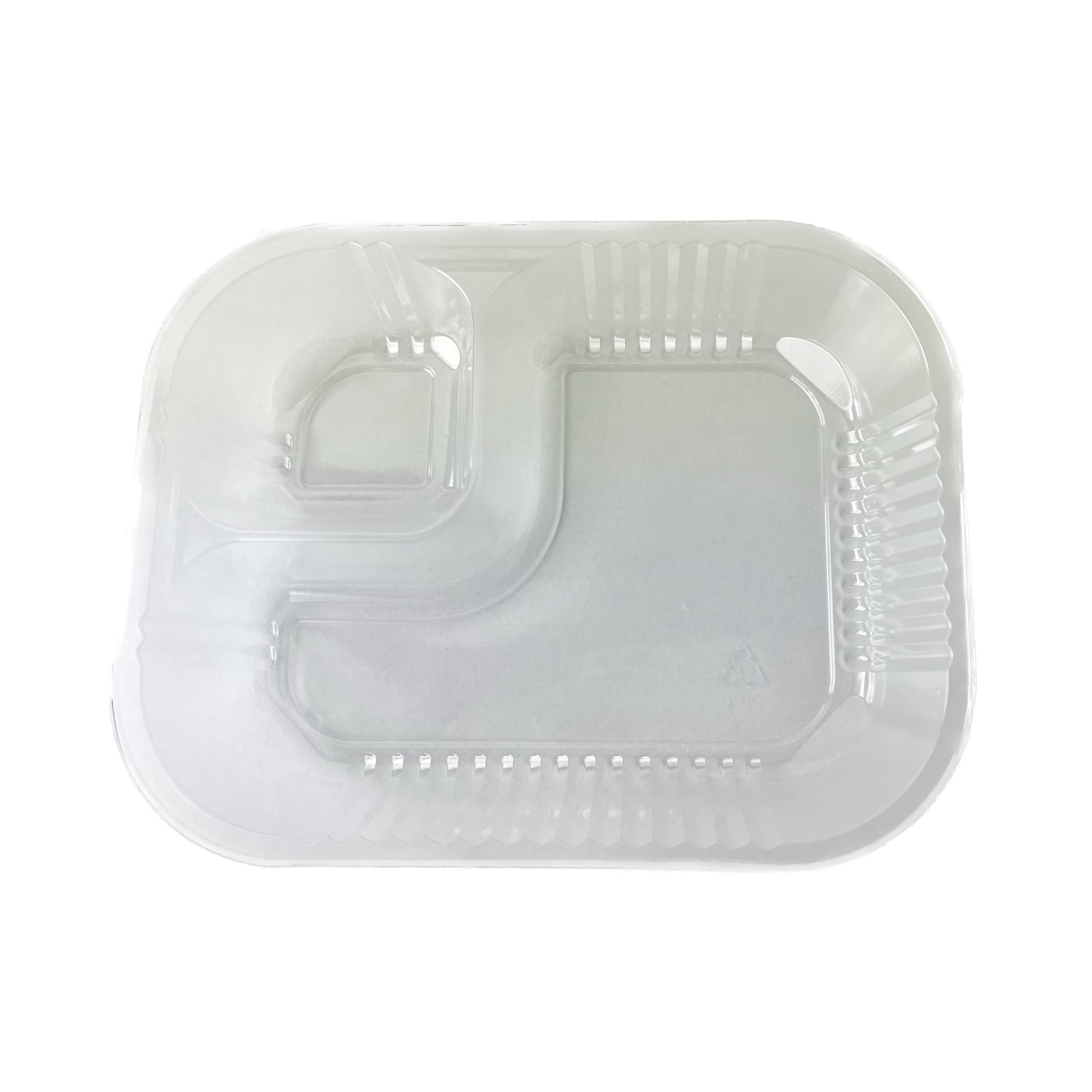 通用 6" x5"x 1 1/2" Inch Disposable Clear 2 Compartment Plastic Nacho Tray For Chips Cheese Sauce And Other Dips Sauce 50-Pack