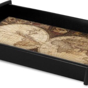 Vintage World Map Black Wooden Tray - Large