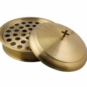 Communion Ware Holy Wine Serving Tray with A Cover - Stainless Steel (Brass/Gold)