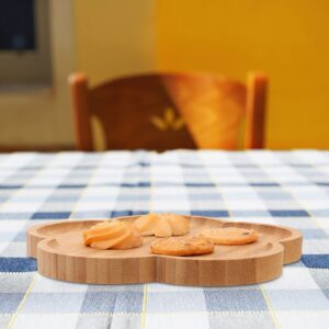 Angoily Dessert Trays Wooden Serving Tray Flower Shaped Dessert Plate Food Serving Platter Dinner Plate Appetizer Plates for Steak Fish Snack Seafood Cooking Baking Yellow Cookie Cake Pan