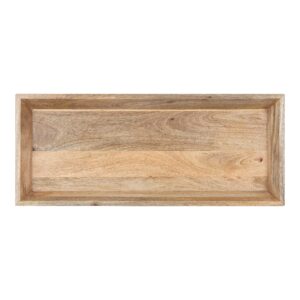 Kate and Laurel Bess Footed Decorative Food Safe Wooden Tray for Storage or Display, 24x10, Natural