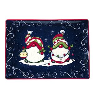 certified international holiday magic gnomes rectangular serving platter, 14" x 10", multicolor, large