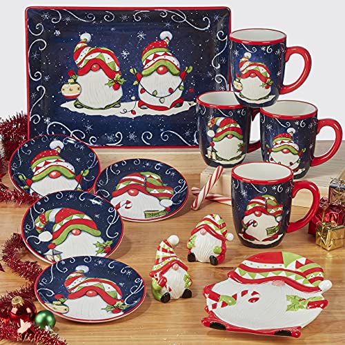 Certified International Holiday Magic Gnomes Rectangular Serving Platter, 14" X 10", Multicolor, Large