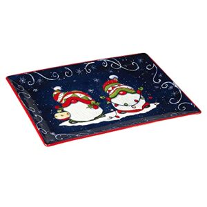 Certified International Holiday Magic Gnomes Rectangular Serving Platter, 14" X 10", Multicolor, Large