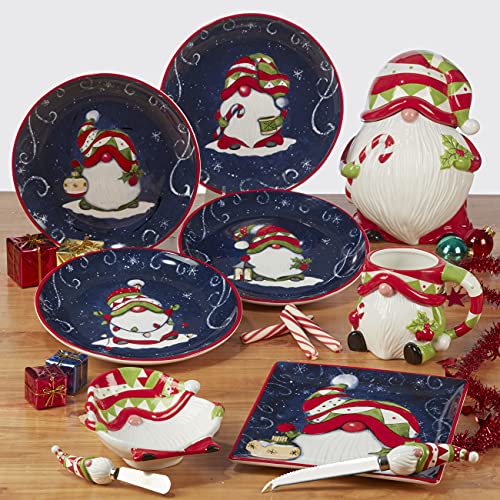 Certified International Holiday Magic Gnomes Rectangular Serving Platter, 14" X 10", Multicolor, Large