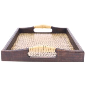 taufe bed trays for eating multi-functional wooden serving trays with handle rectangle handmade rattan bamboo tea/oil trays dessert/coffee/fruits plate 30.