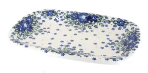 blue rose polish pottery melanie medium rectangular serving platter