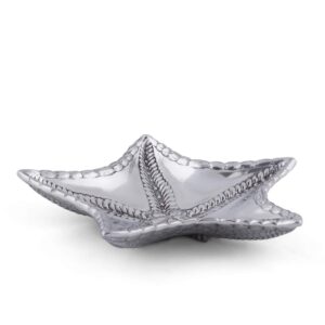 Arthur Court Aluminum Starfish Vanity Tray, Desktop Storage Organizer, Catchall, Valet, Nightstand or Dresser Serving Snack Tray - Ocean Décor Food Safe Hand Polished 6 inch X 7 inch