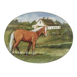 certified international york stables oval platter 16" x 12"