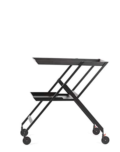 Alessi RS11 B Plico Folding trolley in steel coloured with epoxy resin, black. Shelves in polyurethane.