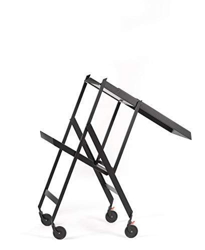 Alessi RS11 B Plico Folding trolley in steel coloured with epoxy resin, black. Shelves in polyurethane.