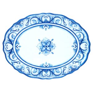 le cadeaux melamine 16 inch oval serving platter, mallorca