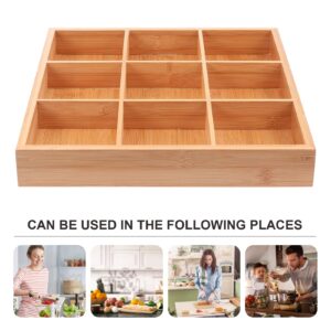 DOITOOL Wood Serving Tray Divided Serving Platter 9- Compartment Organizer Tray Wood Food Server Snack Candy Tray Sushi Platter for Party