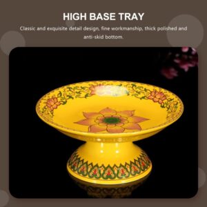 VOSAREA Buddhist Offering Plate Tall Tribute Plate Buddha Offering Tray Worship Offering Tray Offering Bowls Tibetan Temple Buddhist Food Tray Holy Water Bowl Ceramics Cake Pan Snack