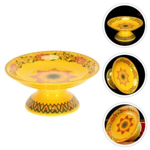 VOSAREA Buddhist Offering Plate Tall Tribute Plate Buddha Offering Tray Worship Offering Tray Offering Bowls Tibetan Temple Buddhist Food Tray Holy Water Bowl Ceramics Cake Pan Snack